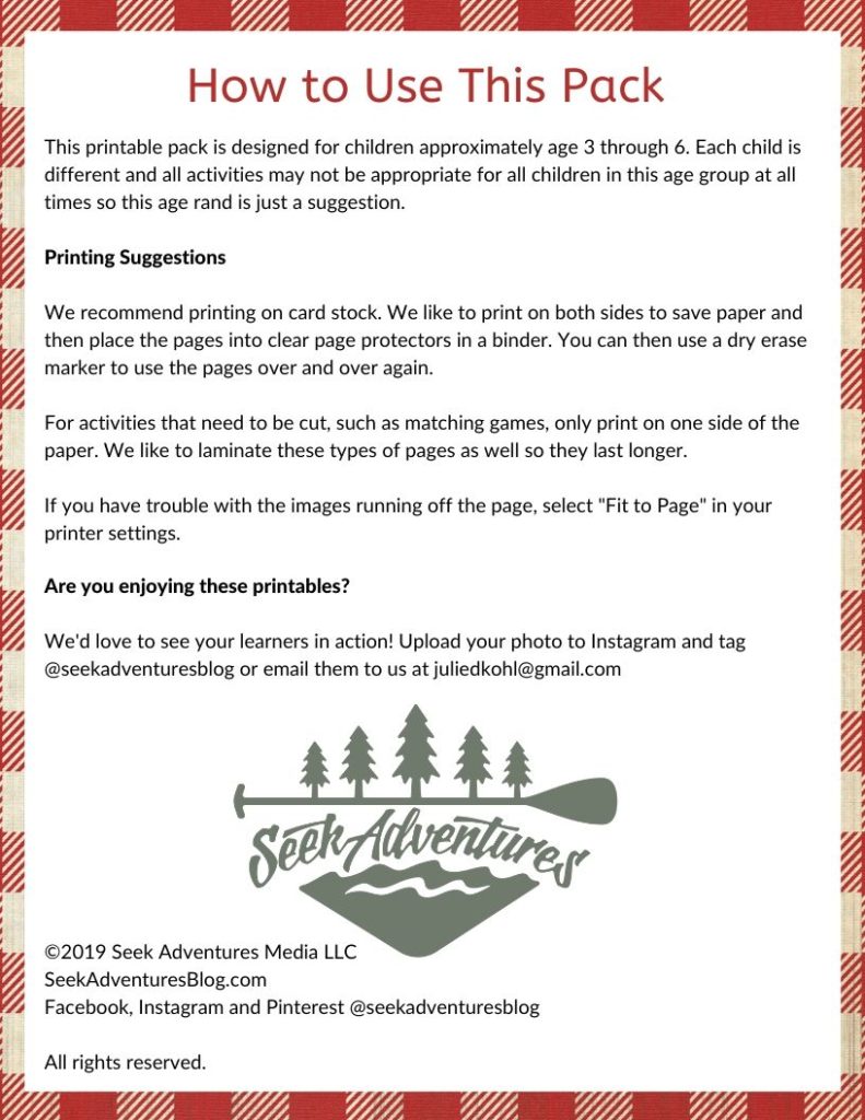 Kids Camping Activity Pack for PreK - 1st Grade | Seek Adventures Blog