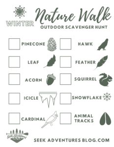 Winter Nature Walk Outdoor Scavenger Hunt | Seek Adventures Blog