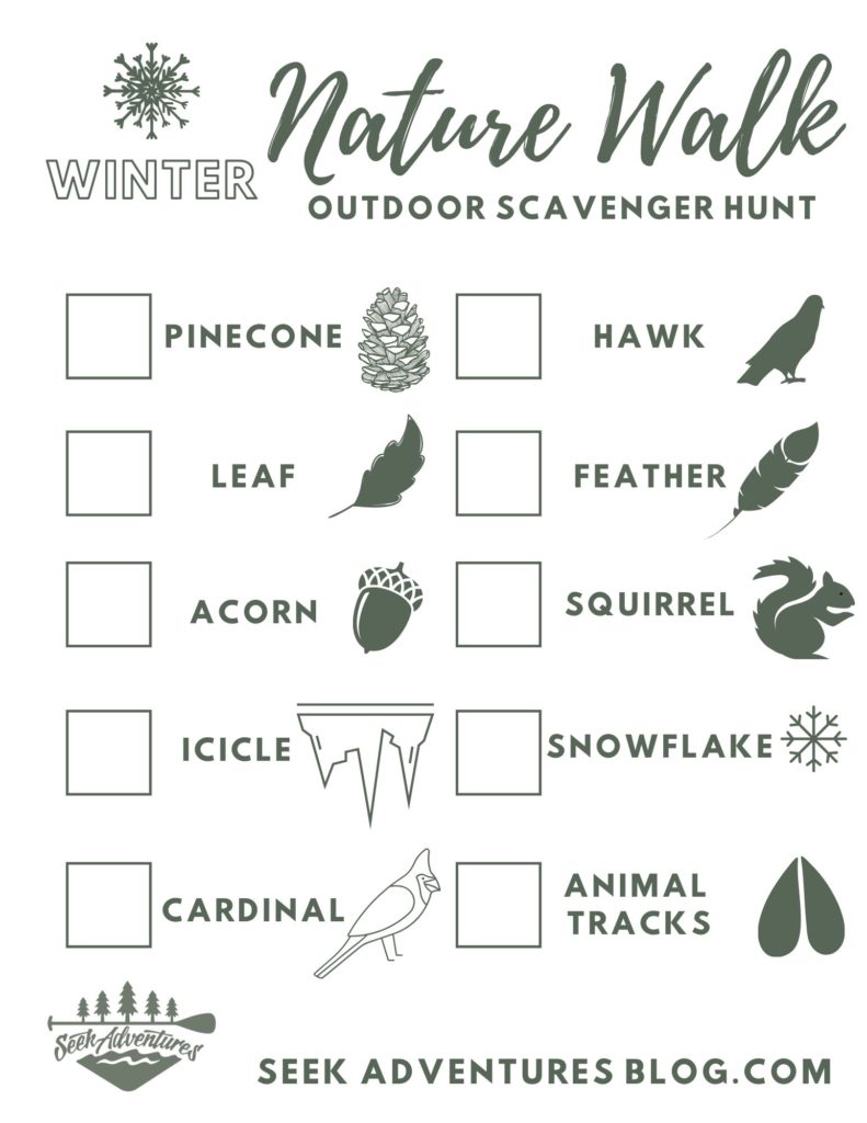 Winter Nature Walk Outdoor Scavenger Hunt | Seek Adventures Blog